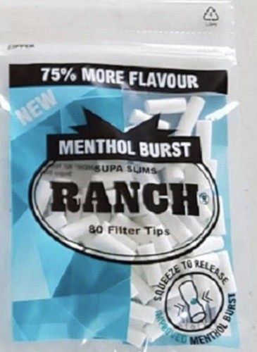 Ranch Cool Menthol burst Filter Supa Slim 12 Pack Per Box 80 Filters ...