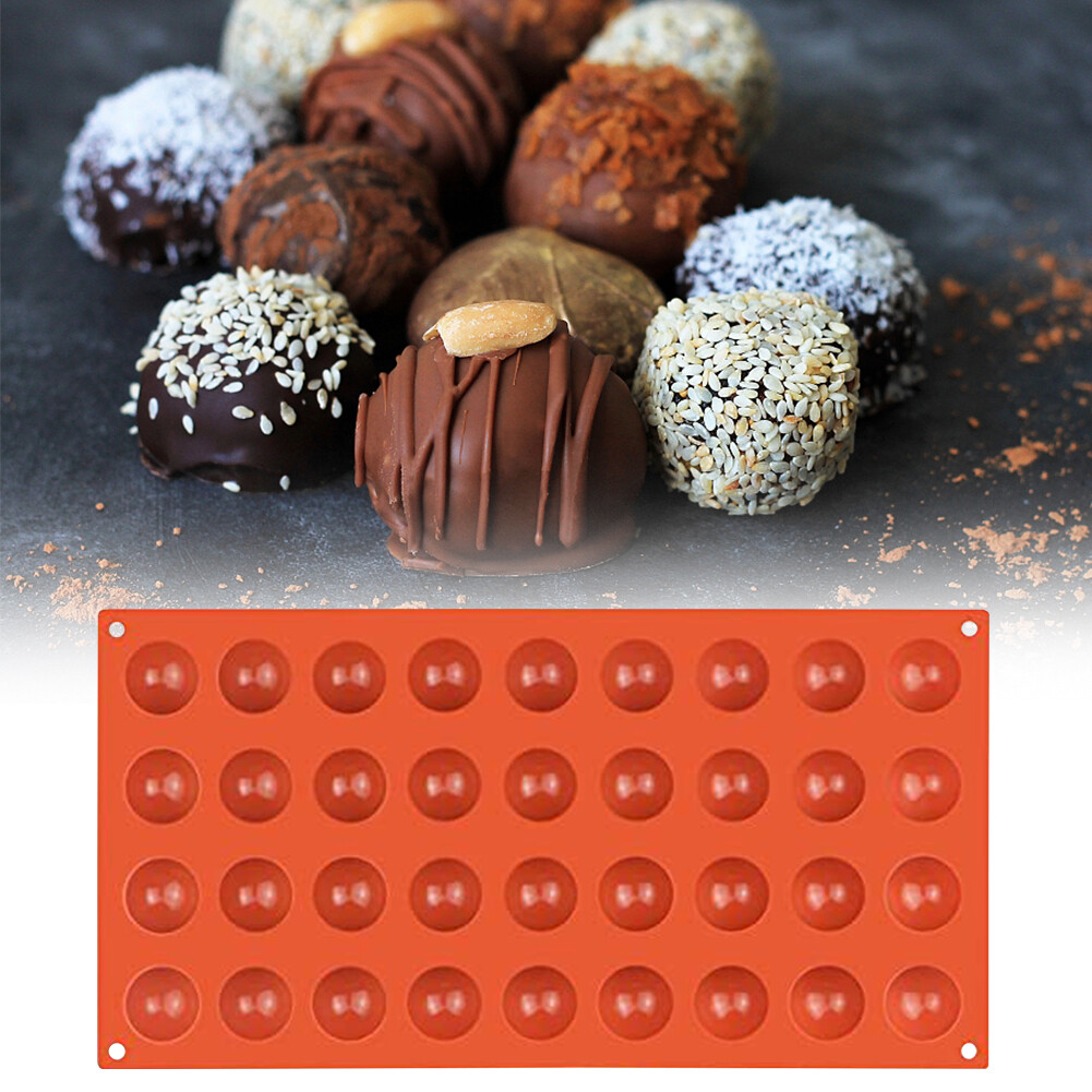 Ball Maker Half Sphere Holes DIY Baking Soft Silicone Chocolate Mold ...