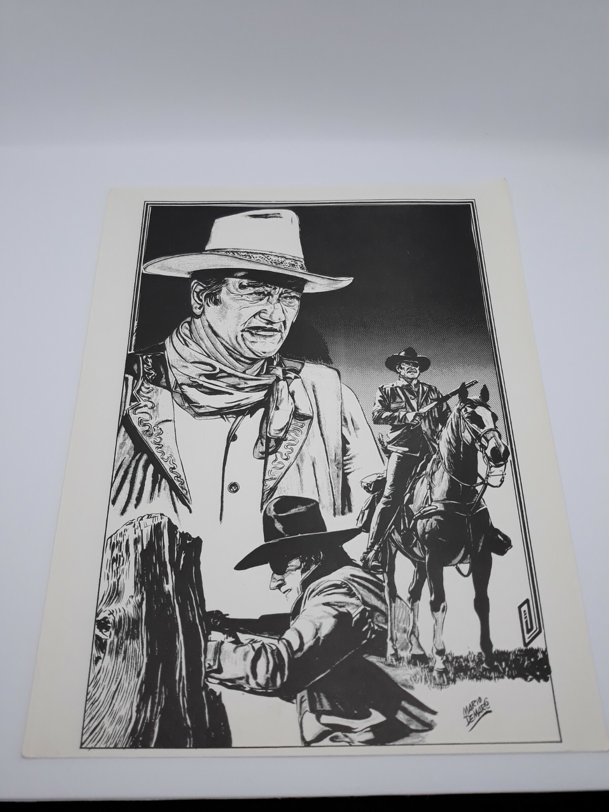 John Wayne Western Cowboy Signed Mario DeMarco Art Print | eBay