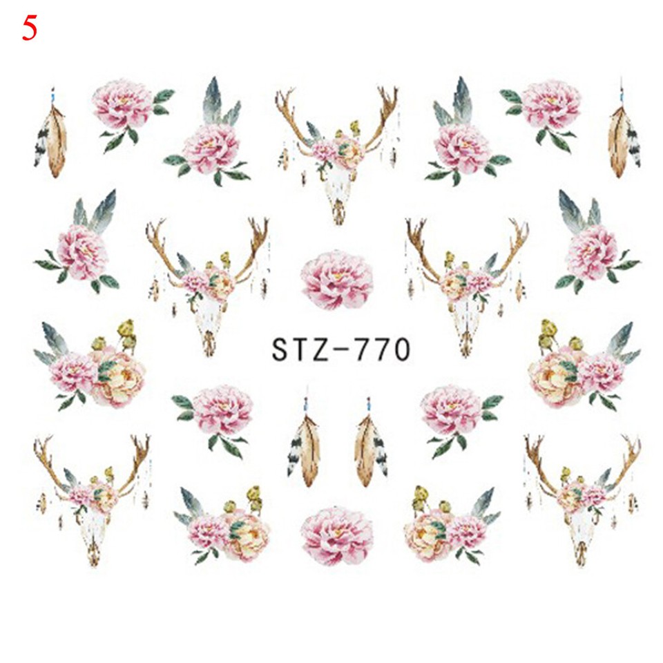 Nail Art Sticker Watermark Flower Decals DIY Pattern Design Slider Nail ...