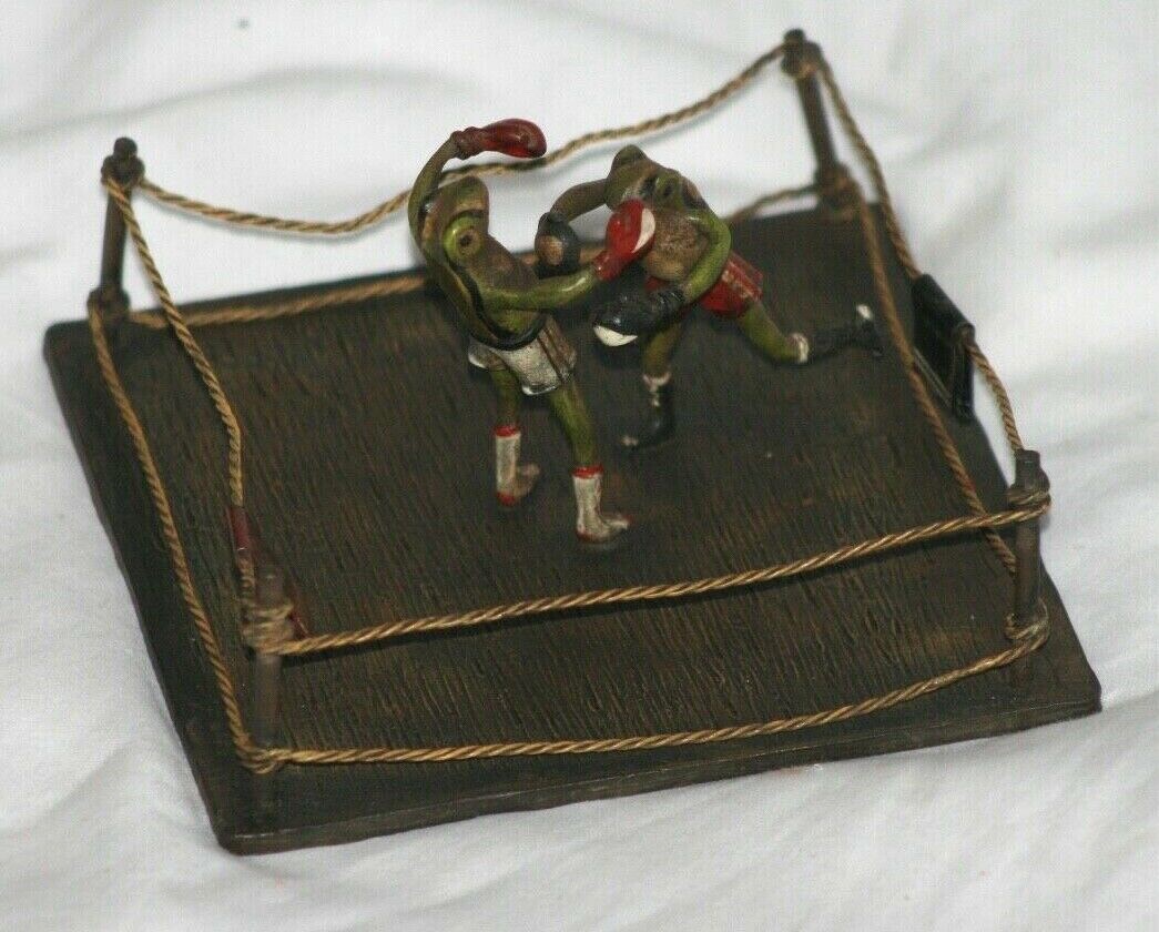 1910's - 20's, Frans Bergman Frogs Boxing Figures in Ring, Metalware, 5 ...