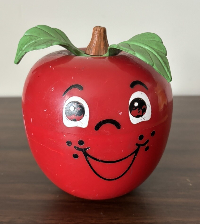 Vintage Fisher Price Happy Apple Roly Poly Chime Musical Toy Short Stem ...
