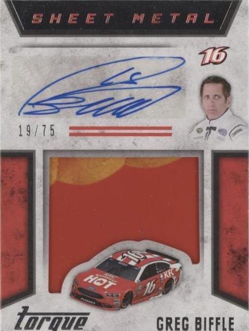 2016 Panini Torque - Silhouettes Sheet Metal Signatures Greg Biffle # ...