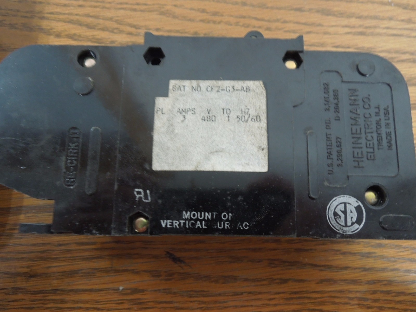 4- Heinemann CF2-G3-AB 3A 2p 480V Circuit Breaker Line & Load Lugs Used ...