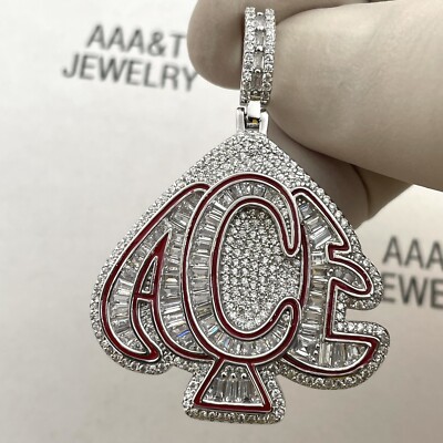 925 Solid Sterling Silver Cubic Zirconia ACE Pendant | eBay