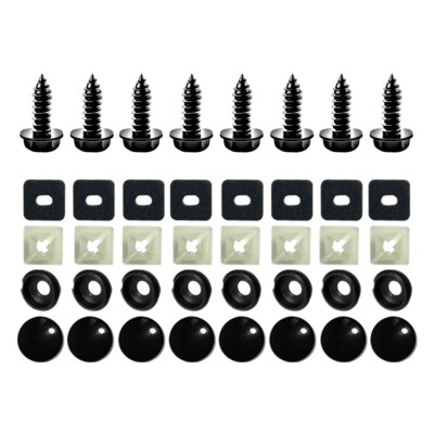 Black License Plate Screws Stainless Steel Bolts Caps Car Universal ...