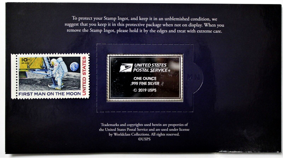 2019 USPS Air & Space Collection First Man on the Moon 1oz .999 Silver ...