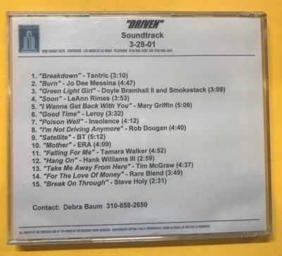 DRIVEN ~ ORIGINAL SOUNDTRACK 2001 US 15 TRACK "FRANCHISE PICTURES ...