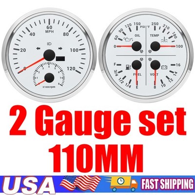 2 Gauge Set 110mm GPS Speedometer Tachometer 120MPH Turn Signal with 4 ...