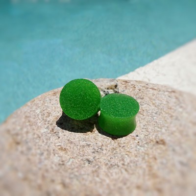 Faux Green Metallic Stone Resin Ear Plugs - Ear Gauges - Handmade | eBay