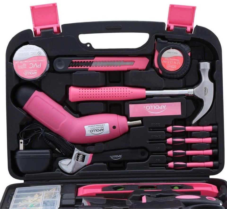 135 Piece Pink Ladies Tool Set Women Case Wrench Home Mechanics Hand ...