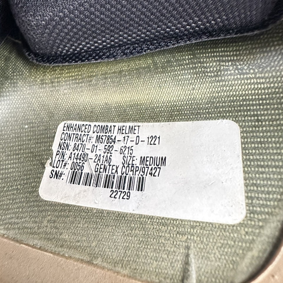 Medium Enhanced Combat Helmet ECH Ballistic Military USGI Gentex USMC ...