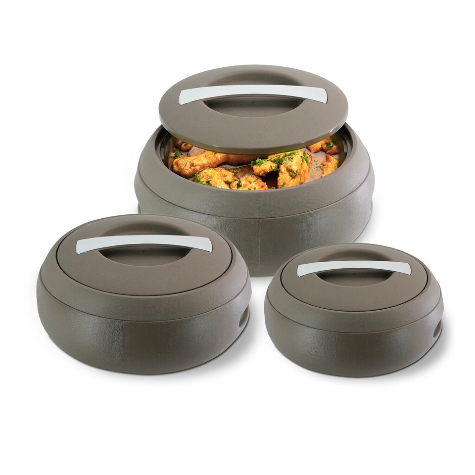 3PC Plastic Hot Pot Set Thermal Insulated Casserole Food Warmer Serving ...