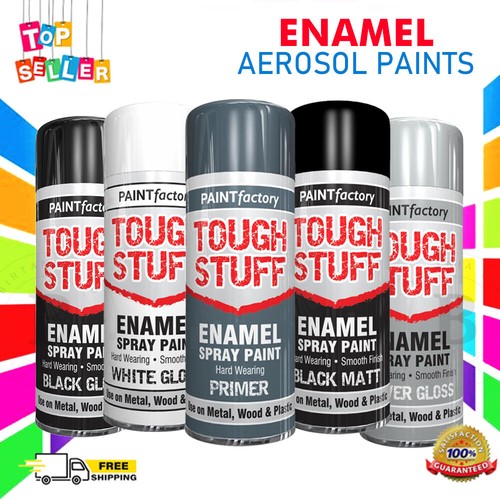 TOUGH STUFF ENAMEL MATT GLOSS SPRAY PAINT FOR WOOD METAL PLASTIC 400ML ...