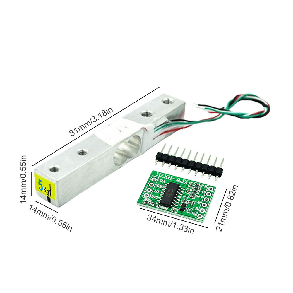 HX711 Weight Sensor Module 5KG Load Cell for Microcontroller (HX711 and ...