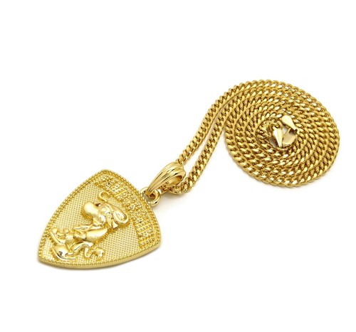 NEW YAMBORGHINI PENDANT & 24" BOX/CUBAN/ROPE CHAIN HIP HOP NECKLACES ...