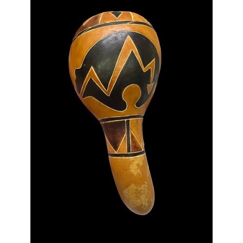 Handmade Gourd Maraca Rattle Percussion Instrument Folk Art Bear Design ...