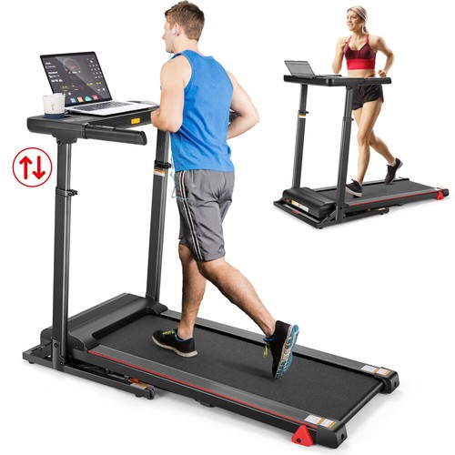 Folding Treadmill for Home w/Adjustable Desk, Running Machine for ...