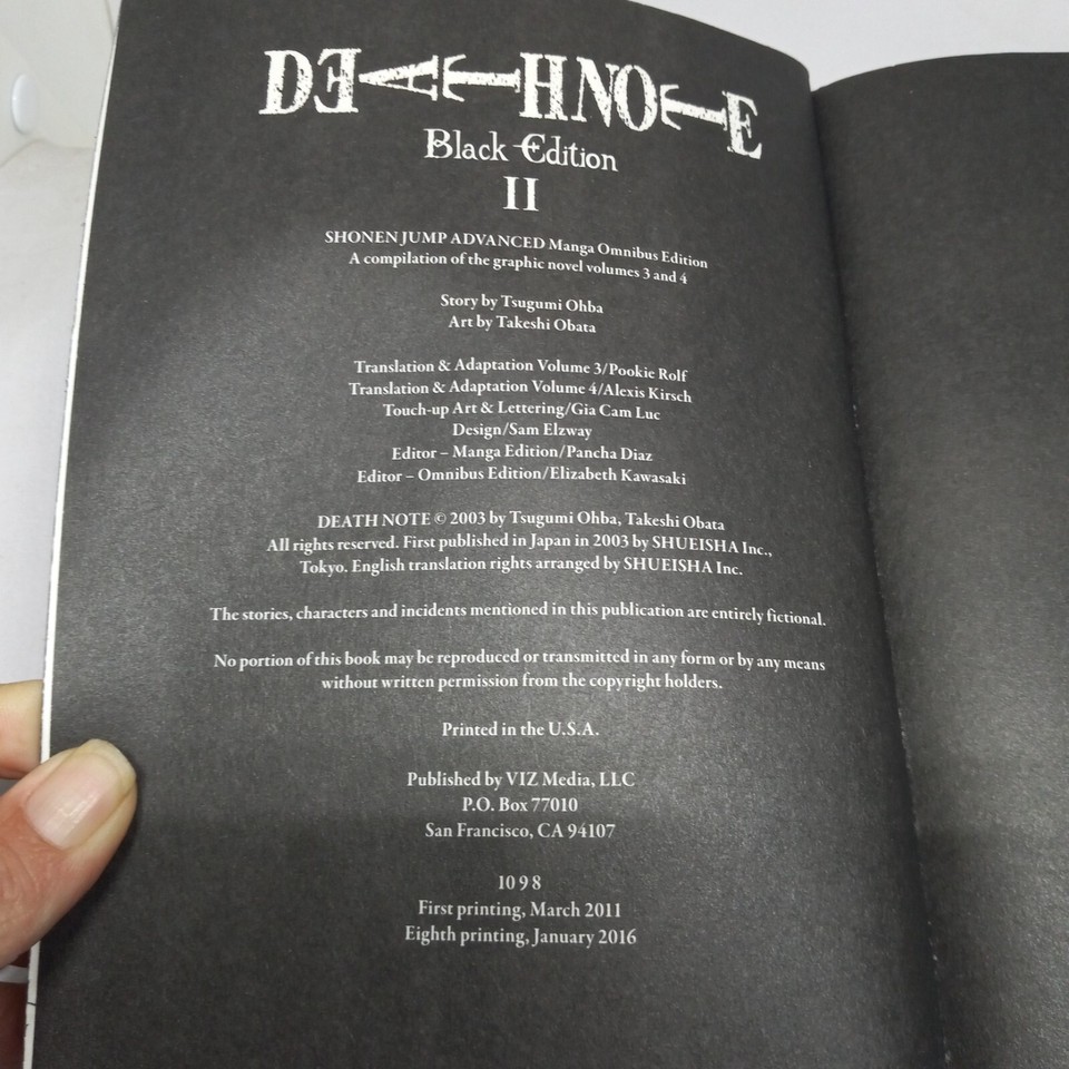 Death Note II Black Edition Vol 3 & 4-Tsugumi Ohba-Takeshi Obata-2016 ...