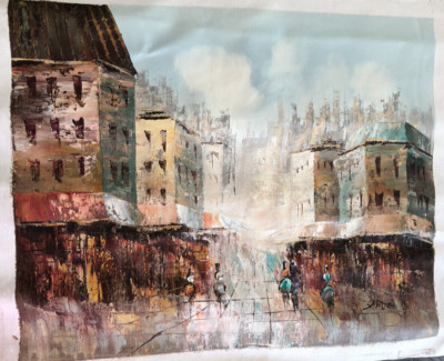 1930s Original Artist Sarde Victorian European Cityscape Street ...