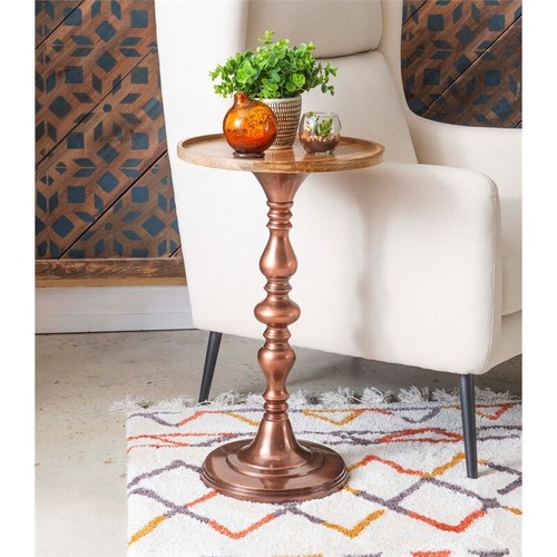 Linon Maisie Wood and Aluminum Side Table in Copper 81438635835| eBay