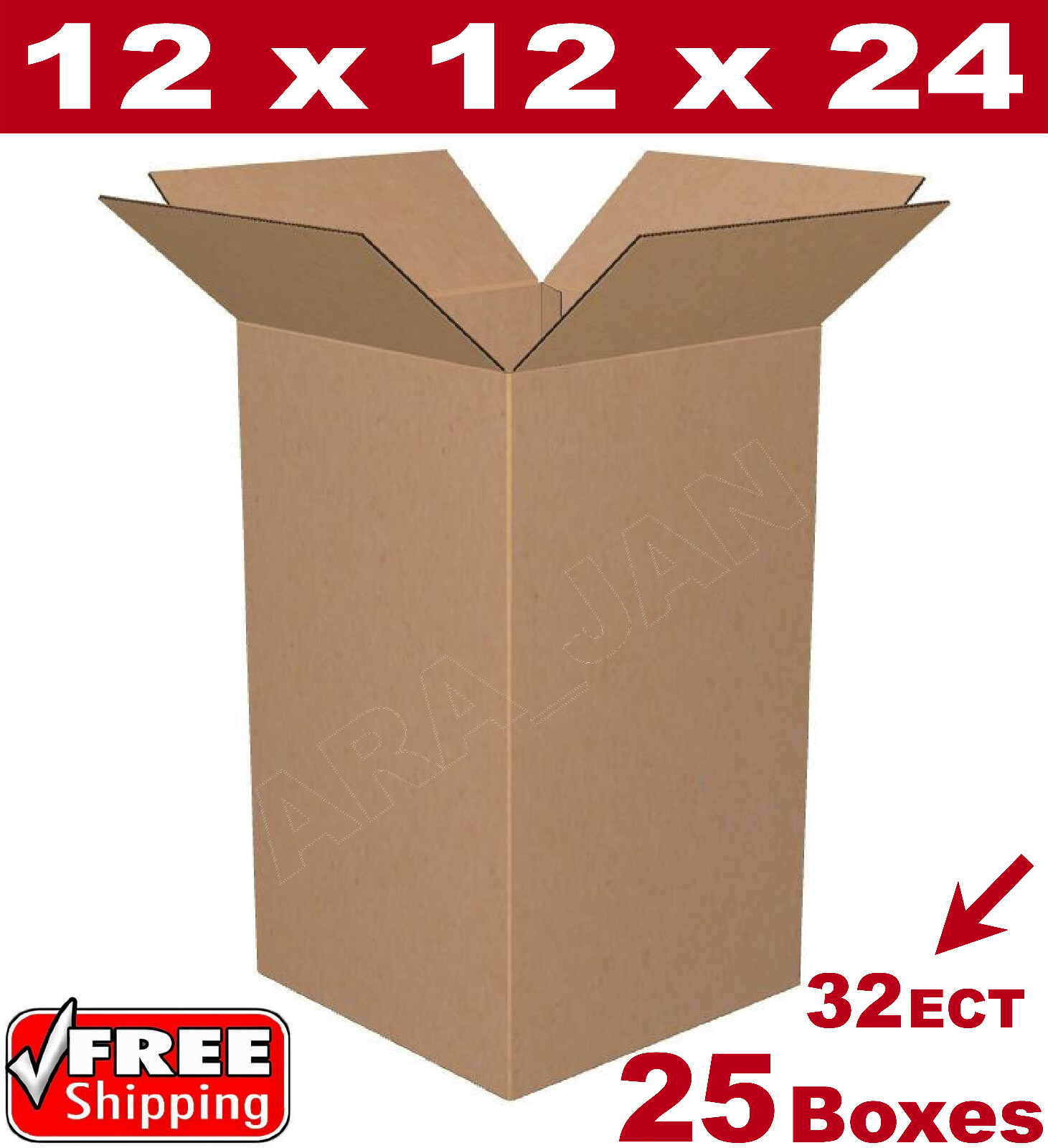 25 - 12x12x24 Cardboard Boxes Mailing Packing Shipping Box Corrugated ...