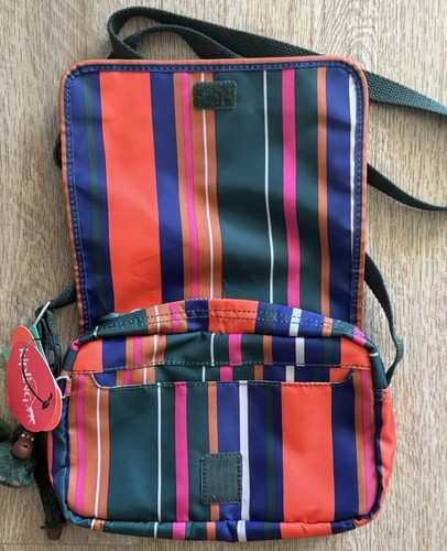 NWT Kipling Striped Nylon Crossbody Handbag Bag Purse Jadestripe 9x6x2 ...