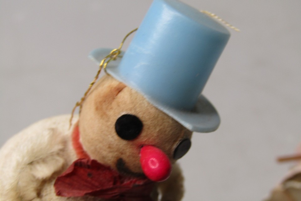 Lot Vintage Batting Putz Mica SNOWMAN Bobble Head Christmas Ornaments ...