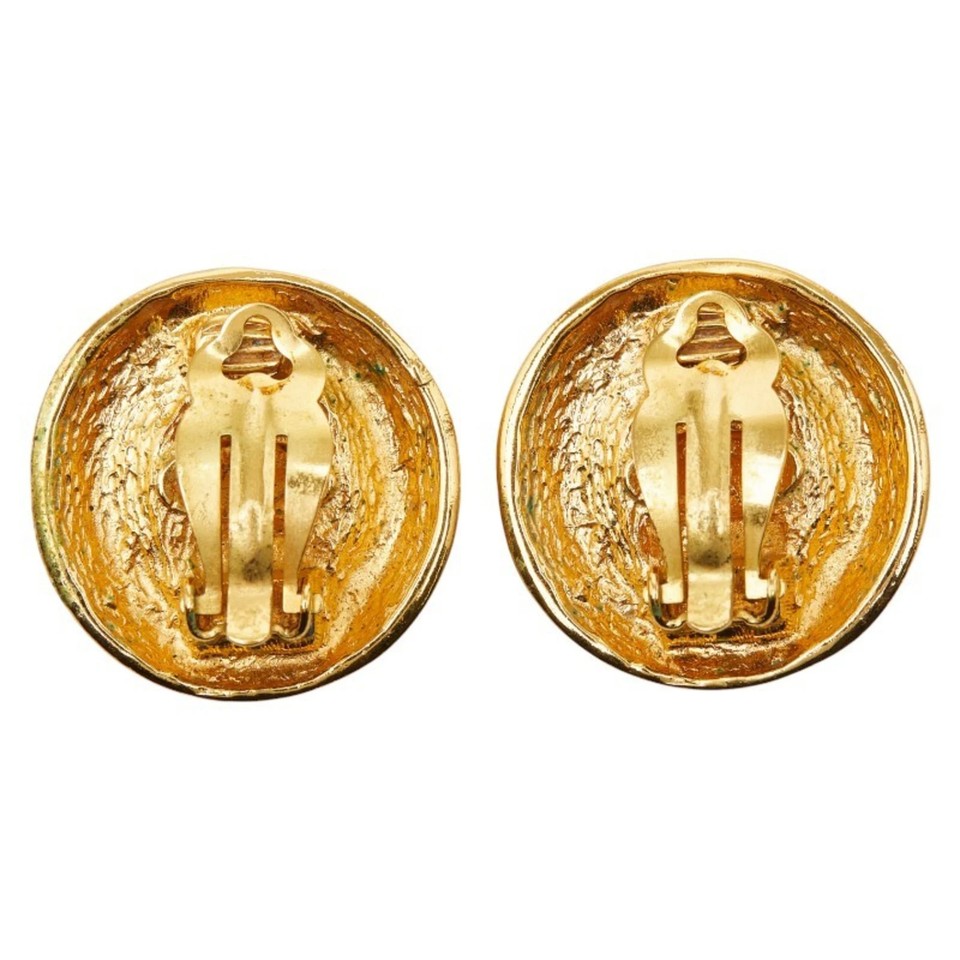CHANEL Matelasse Pearl Round Earrings, Gold Plated, Faux Pearl, Women's ...