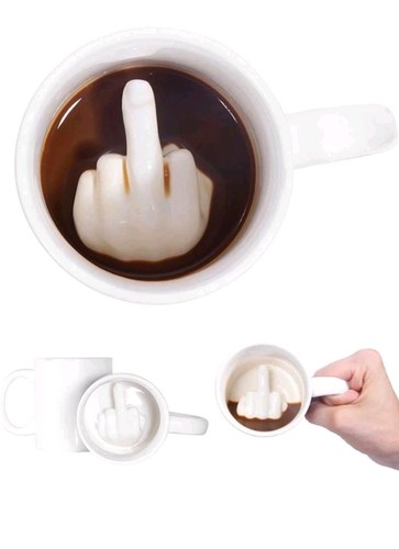 Up Yours Mug Ceramic Middle Finger Coffee Cup Tea Funny Novelty Gag ...