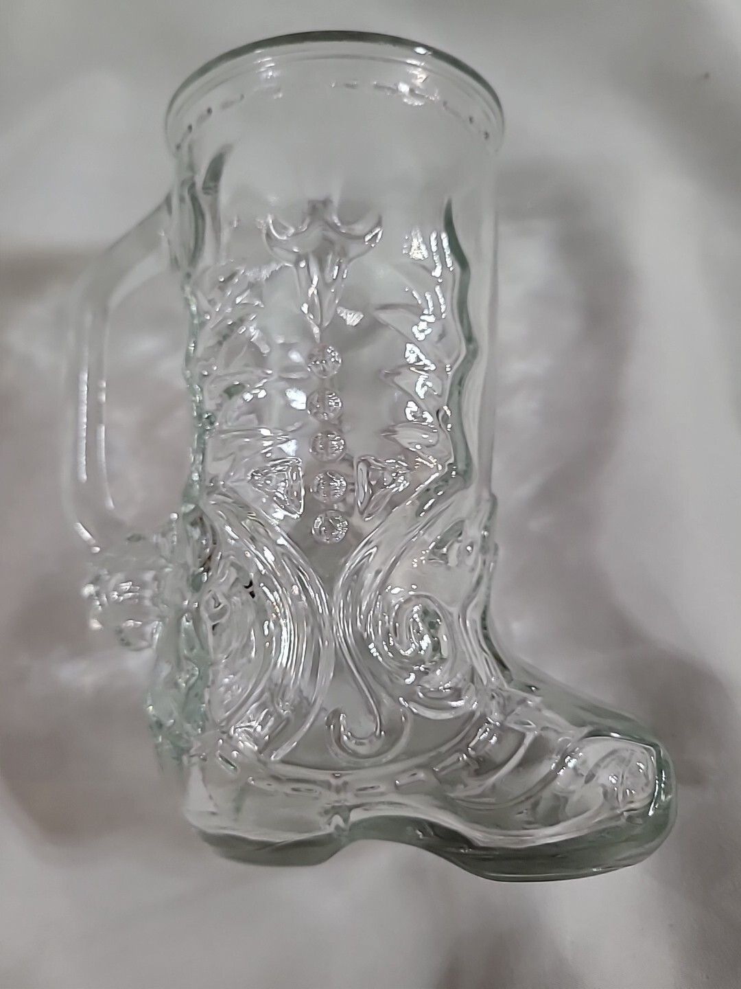 Libbey of Canada Cowboy Boot Beer Mug Clear Glass Embossed With Heel ...