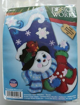 Design Works Felt Applique Stocking Kit "Snowflake Snowman" NIP 18 ...
