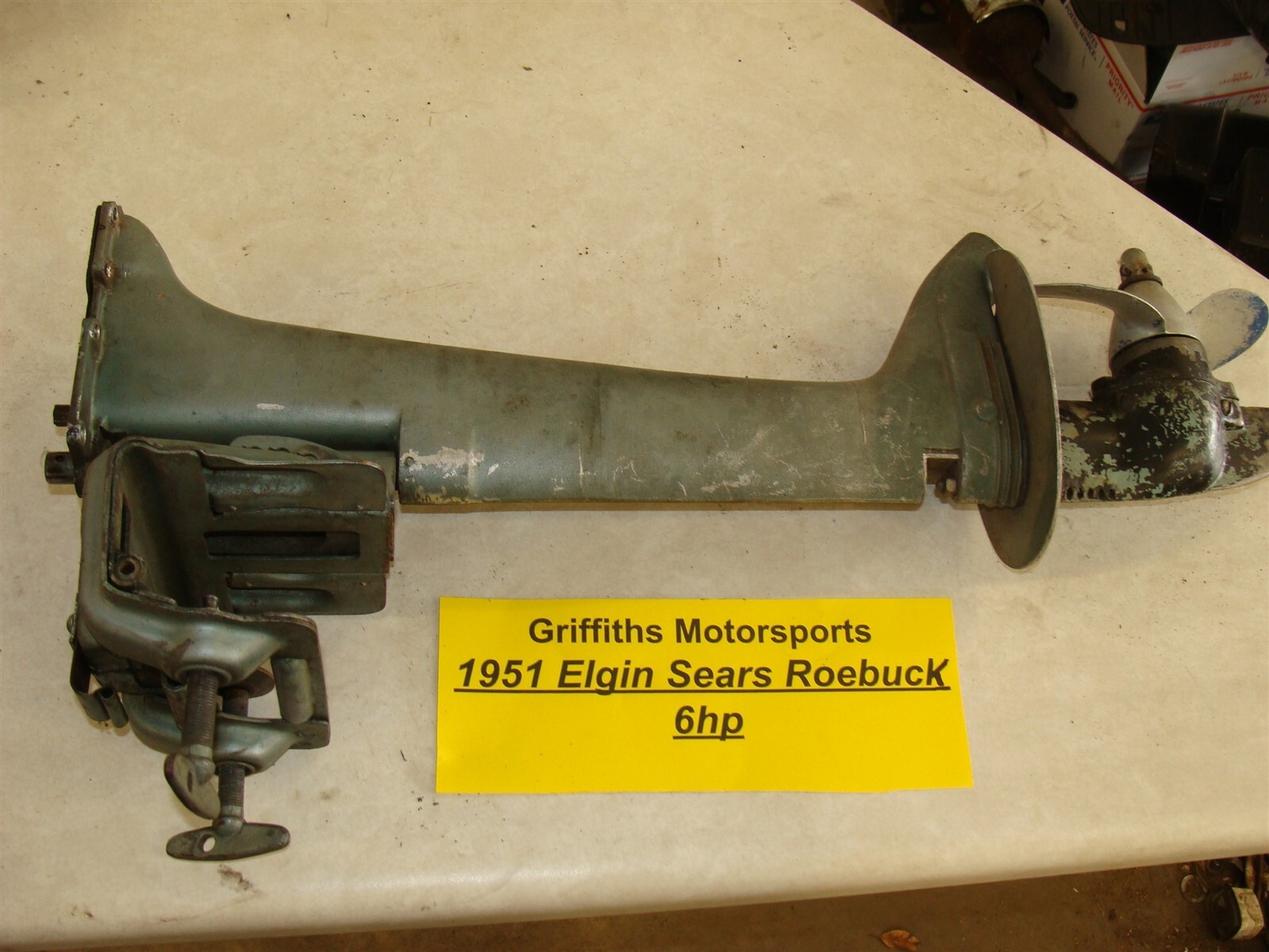 1951 ELGIN outboard motor 571-58641 Sear 6hp lower unit transom clamp ...