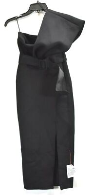 Asos Women Black One Shoulder Adjustable Belt Split Front Stretch ...