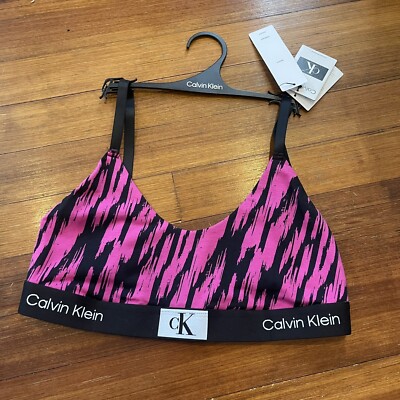 CALVIN KLEIN CK One Unlined Bra Bralette Pink Animal Print LARGE NWT | eBay