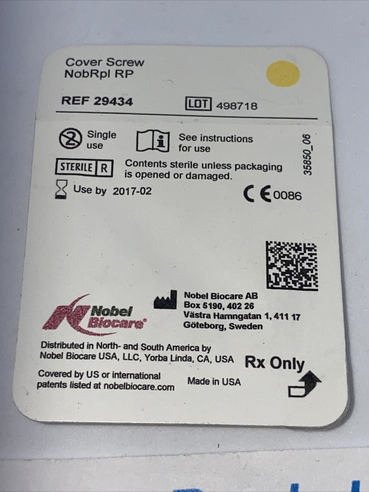 Nobel Biocare Cover Screw RP Ref 29434 | eBay