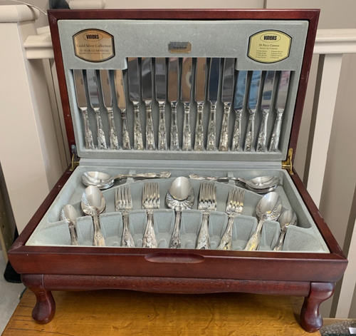 Vintage Viners 60 Piece Canteen of Silver Plated Kings Pattern Cutlery ...