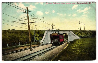 On the Ballston Line near Schenectady NY Street Trolley Car Unposted ...