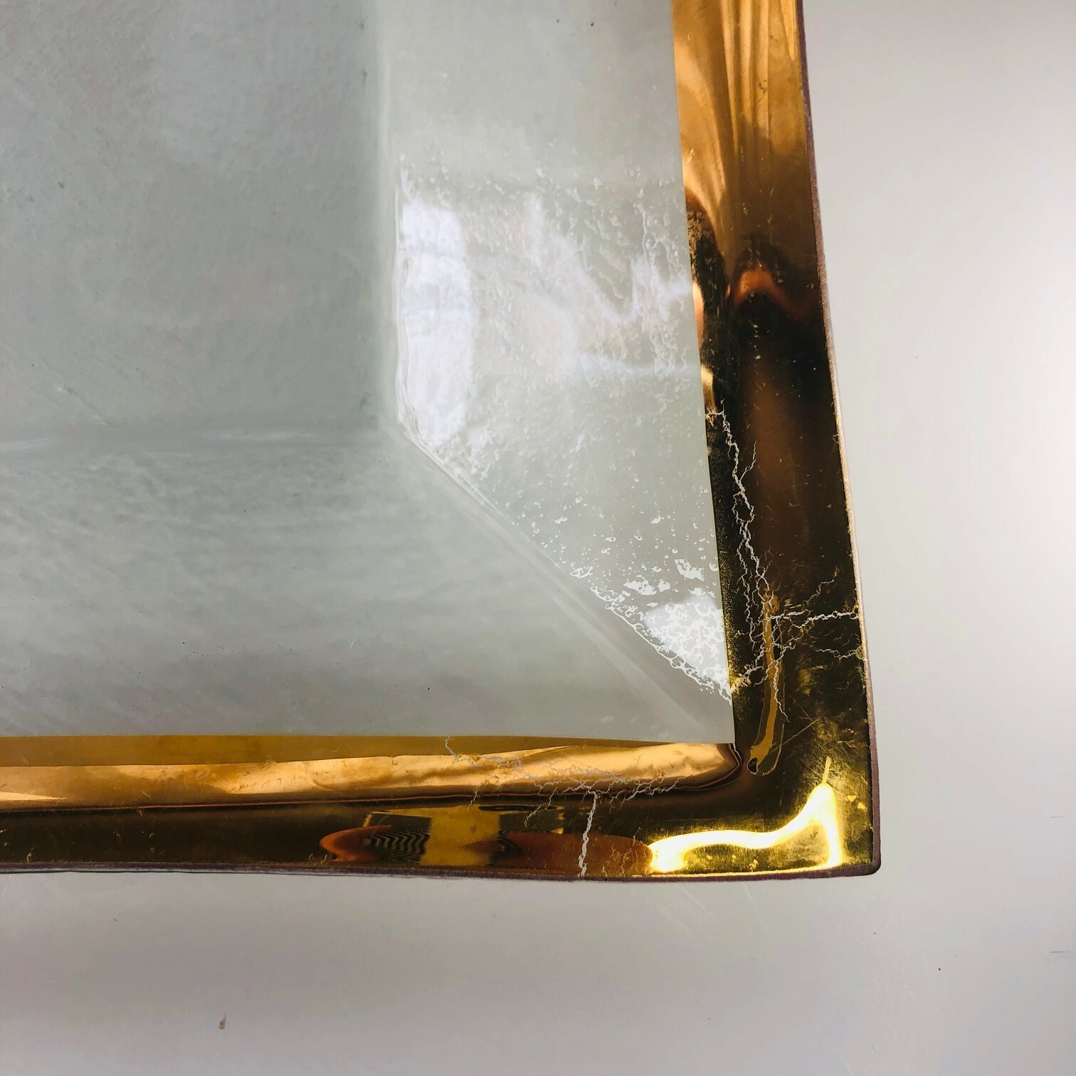 Annieglass 12" Square Roman Gold Glass Tray Trimmed with 24KT - Signed ...