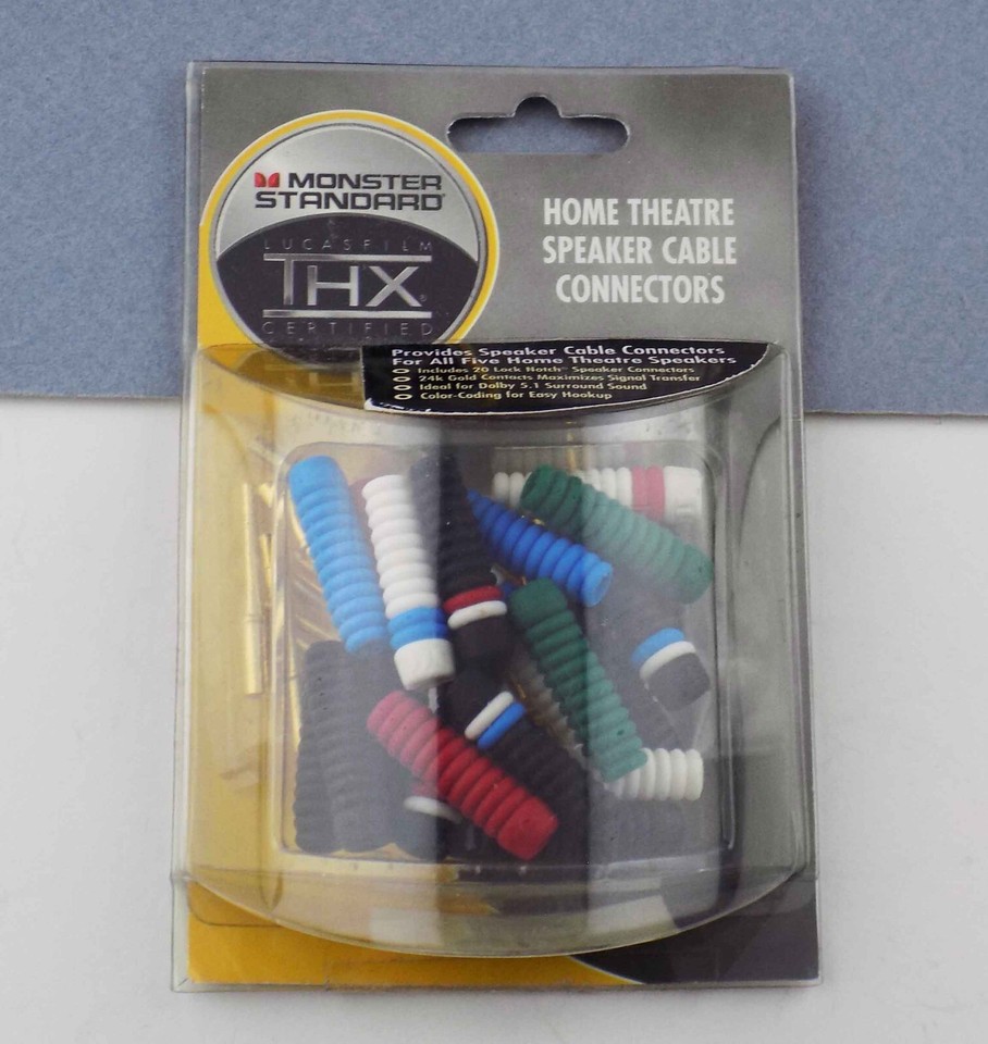 Monster THX Speaker Cable Connectors Color Coded Banana Plugs 20-Pack ...