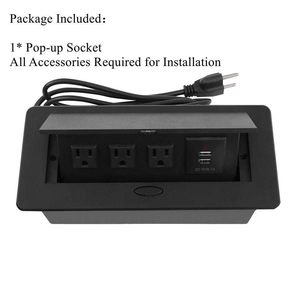 Pop Up Power Cover Box Pop-up Socket Multiple Plug USB Countertop Ports ...
