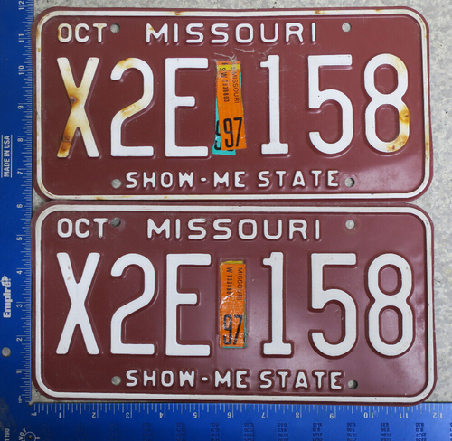 1997 97 MISSOURI MO LICENSE PLATE TAG PAIR SET # X2E 158 | eBay