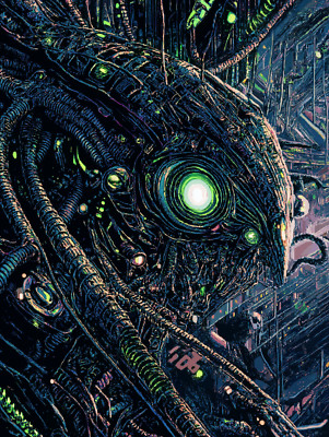 Biomechanical Creature Eye Core Glowing Circuit Poster 18x24in | eBay