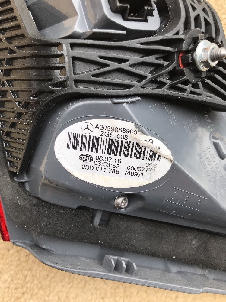 2015-2017 Mercedes-Benz C-Class Cpe Left Inner Trunk Tail light OEM ...