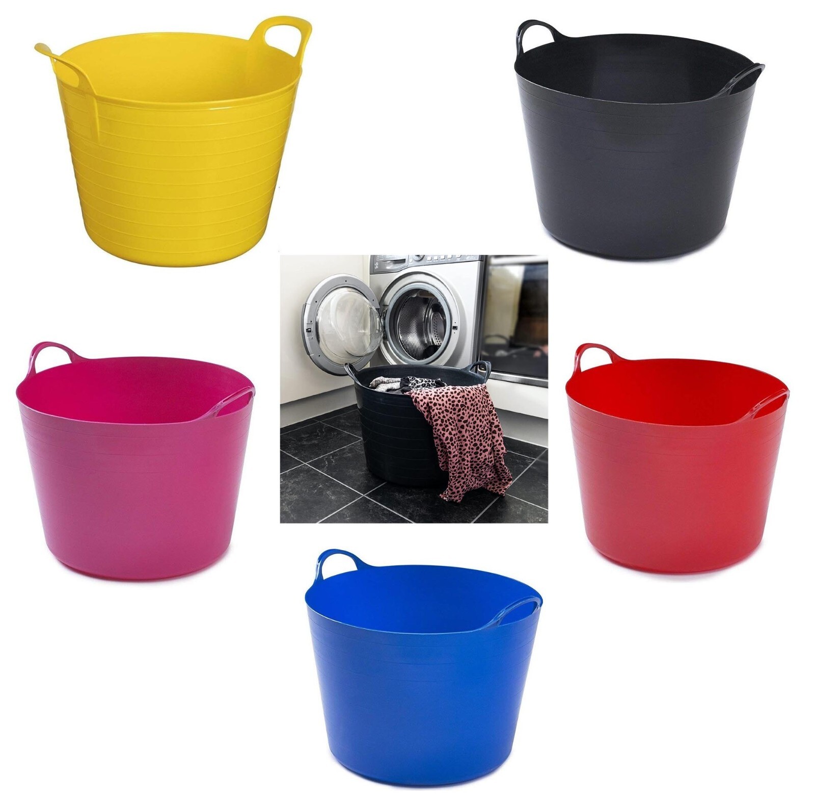 WHITE FURZE FLEXI TUB BUILDER TRUG CONSTRUCTION CONTAINER BUCKET WITH ...