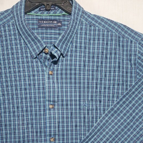 Fish Hippie Solace Collection Blue Green Plaid Long Sleeve Button-down ...