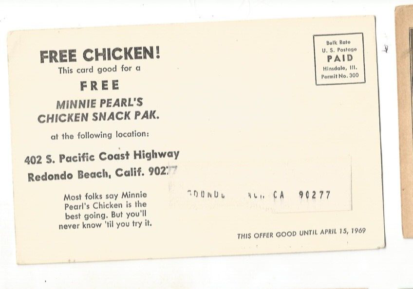REDONDO BEACH CALIFORNIA MINNIE PEARL CHICKEN GRAND OLE OPRY HEE HAW ...
