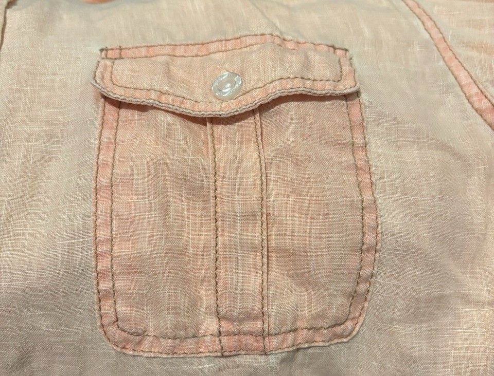 Weekender Casual Luau Edition LargeMens Shirt Peach 100% Linen Camp ...