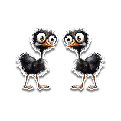 2x Small Funny Crazy Ostrich Bird Animal Vinyl Sticker Decals Scrapbook ...