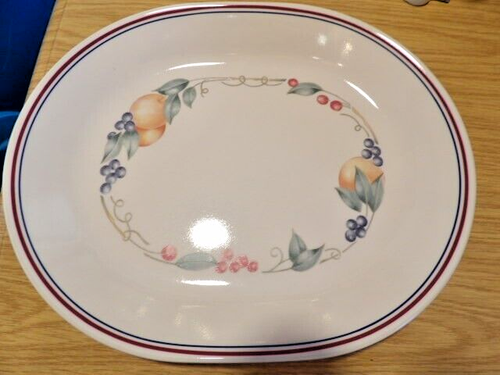 Corelle Impressions Abundance 12" Serving Platter Blue Pink Roses ...